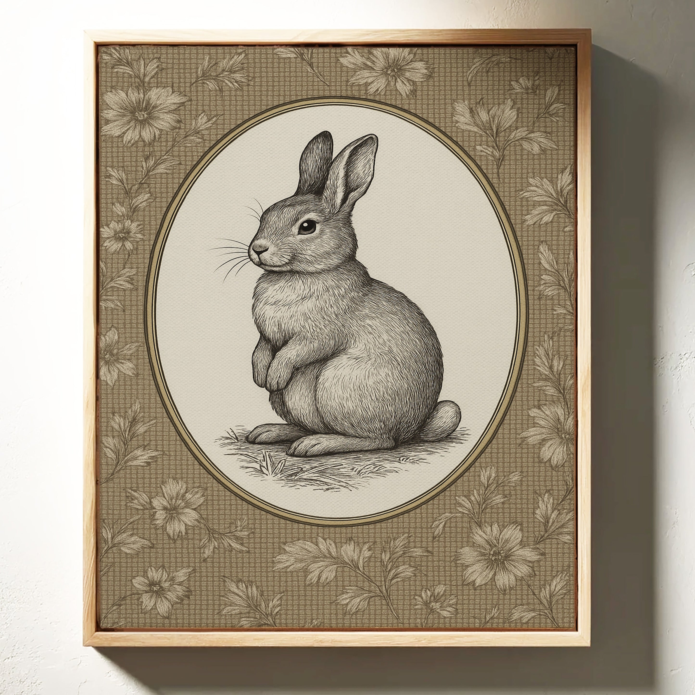 Victorian Rabbit in Floral Frame – Kooly